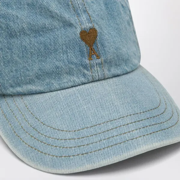 AMI Paris De Caur Cotton Denim Cap
