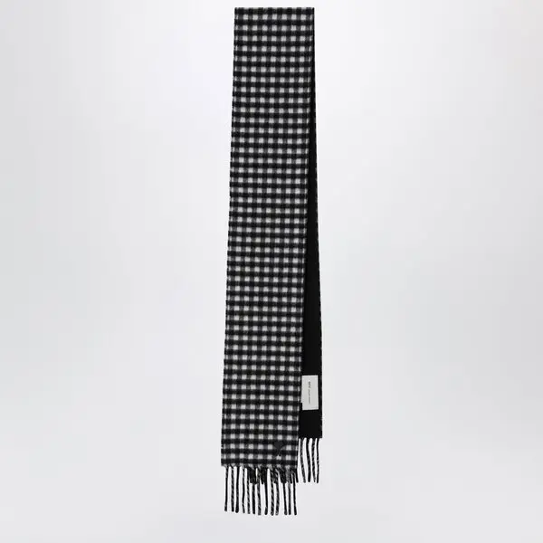 AMI Paris And Ivory Checked Wool Scarf