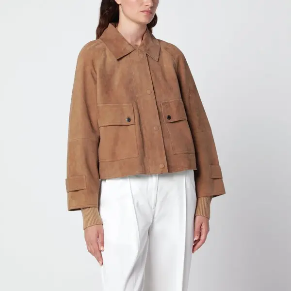 Max Mara Hazelnut Jacket In Soft Suede - Brown