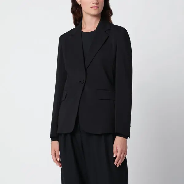 Max Mara Single-breasted Blazer In Stretch Wool - Black