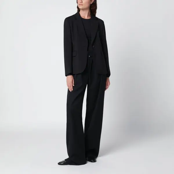 Max Mara Single-breasted Blazer In Stretch Wool - Black