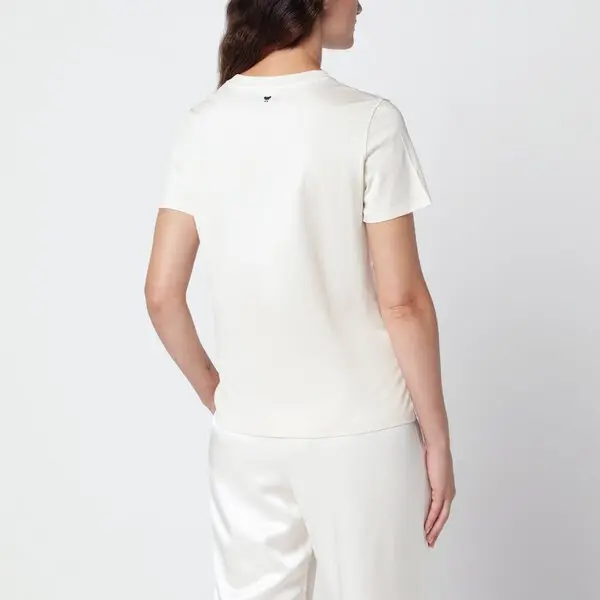 Max Mara Cream T-shirt In Cotton With Logo Print