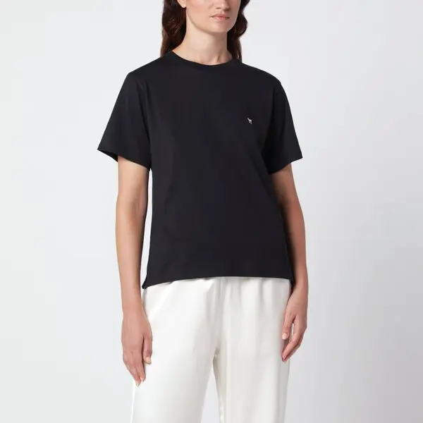 Max Mara T-shirt In Cotton With Logo Embroidery - Black