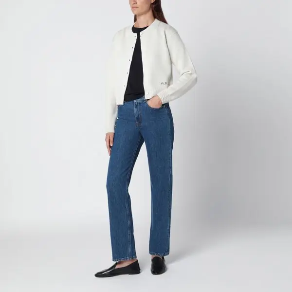 A.p.c. Short Ecru Wool Cardigan - White
