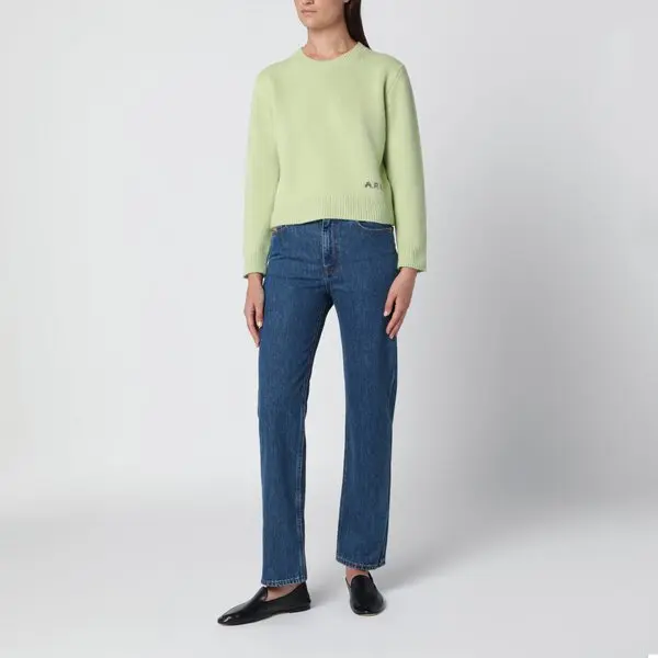 A.p.c. Crew-neck Sweater Lime In Wool