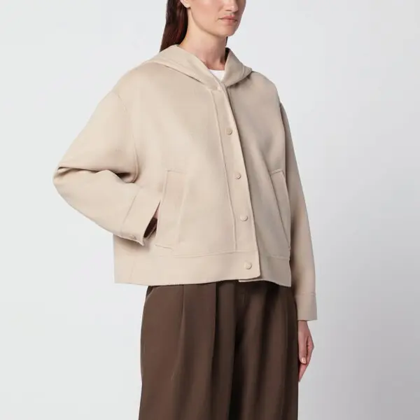 Max Mara Almond Wool Hooded Jacket