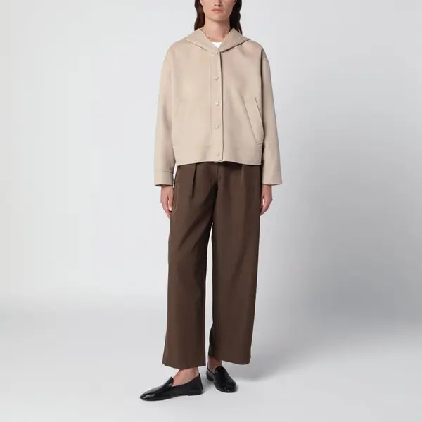 Max Mara Almond Wool Hooded Jacket