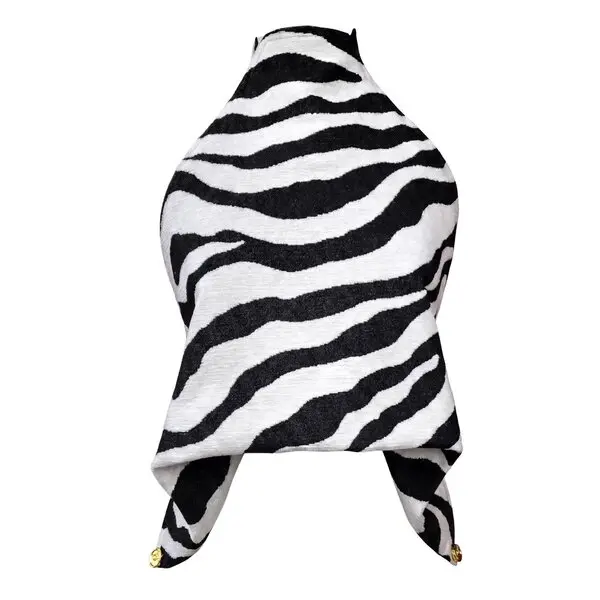 KARGEDE Black / White Zebra Print Open Back Halter Top