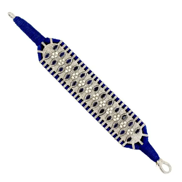 ARTISAN Blue / White Blue Sapphire, Pearl & Diamond Silk Bracelet In 925 Sterling Silver - Blue/white