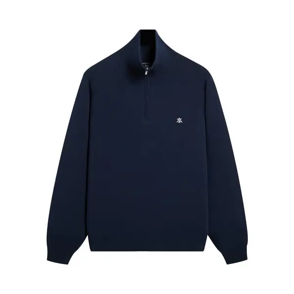 Kith Compact Cotton Knit Javier Quarter Zip Pullover 'nocturnal