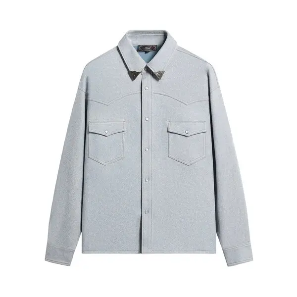 Kith Leather Denim Western Henson Shirt 'light Indigo