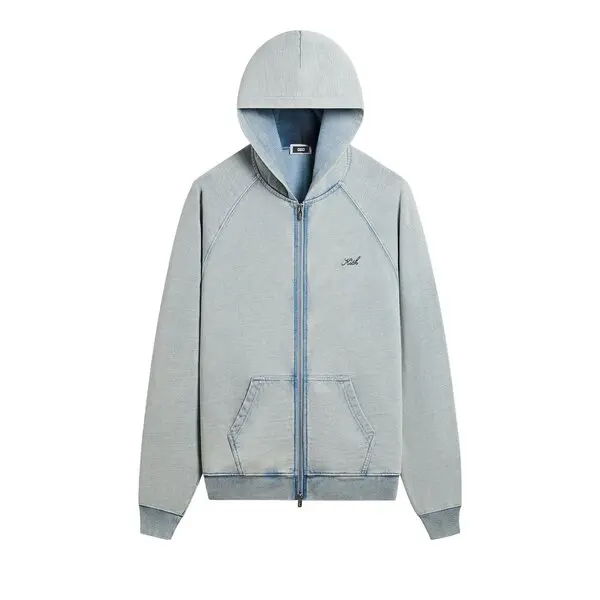 Kith Indigo Fleece Wilder Full Zip Hoodie 'pale Indigo - Blue