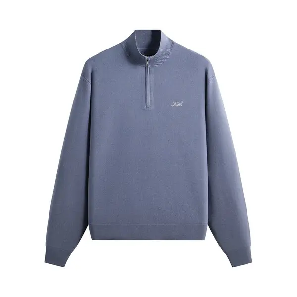 Kith Harmon Quarter Zip Mock Neck 'granite - Blue