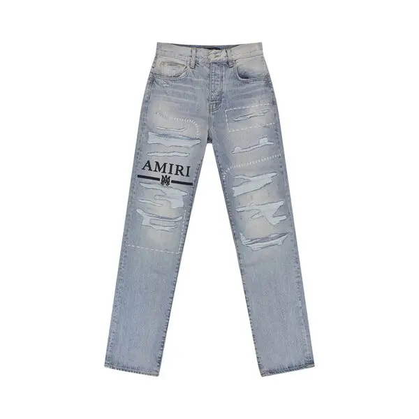 Amiri Ma Bar Logo Straight Jean 'stone Indigo