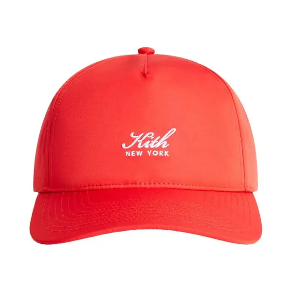 Kith Script Wrinkle Nylon Bay Low Pinch Crown Snapback 'cinnabar