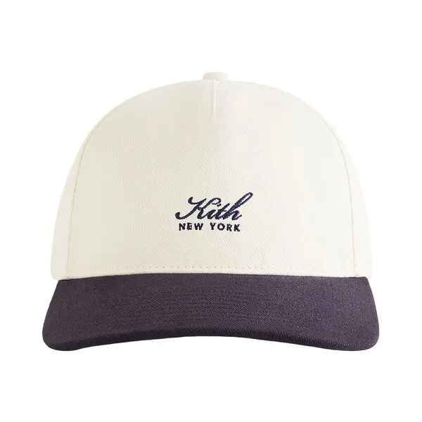 Kith Script Brushed Twill Bay Low Pinch Crown Cap 'nocturnal - Blue
