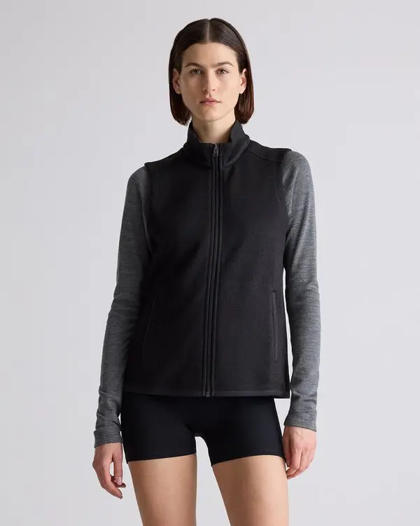 Quince Sweater-knit Fleece Full-zip Vest - Black
