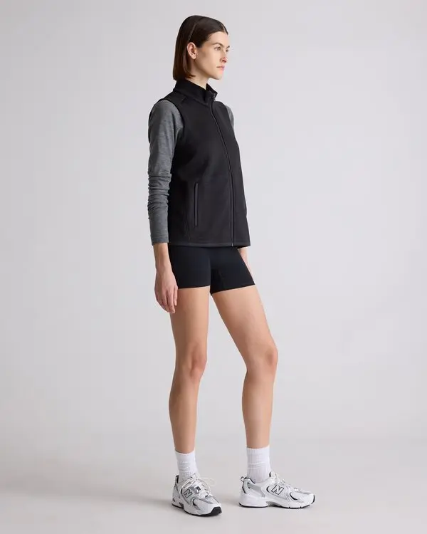 Quince Sweater-knit Fleece Full-zip Vest - Black