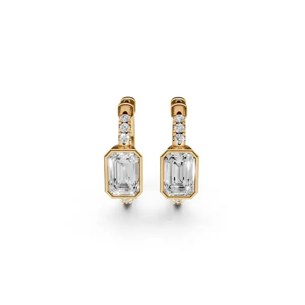 AYA FINE JEWELRY Cressida Emerald Cut Lab Grown Diamond Geometric Hoop Earrings In Gold - Yellow