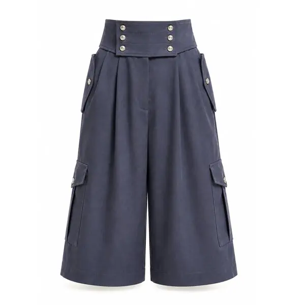 JULIA ALLERT High-waisted Utility Bermuda Shorts – Grey - Blue
