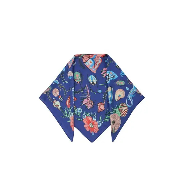Saachi Butterfly Garden Satin Navy Bandana