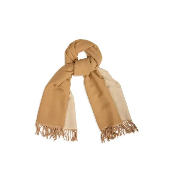 Saachi Solid Fringe Reversible Beige Scarf