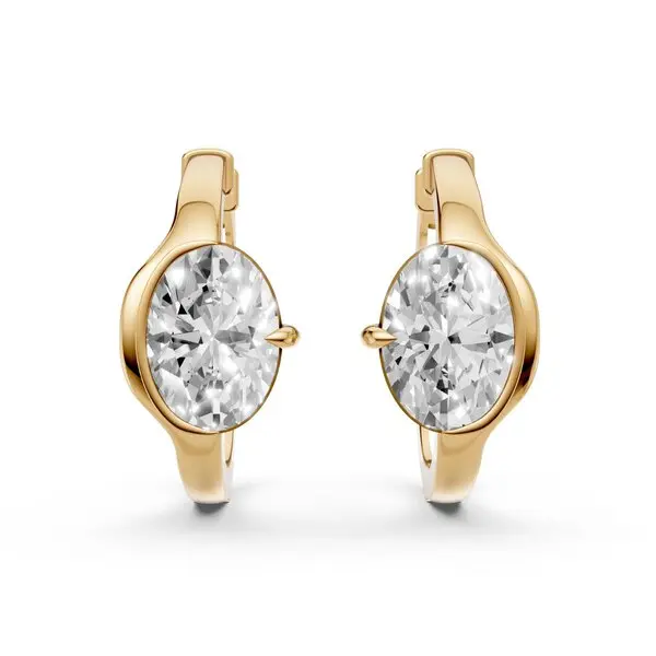 AYA FINE JEWELRY Solenne Oval Lab Grown Diamond Solitaire Huggie Earrings In Gold - Yellow