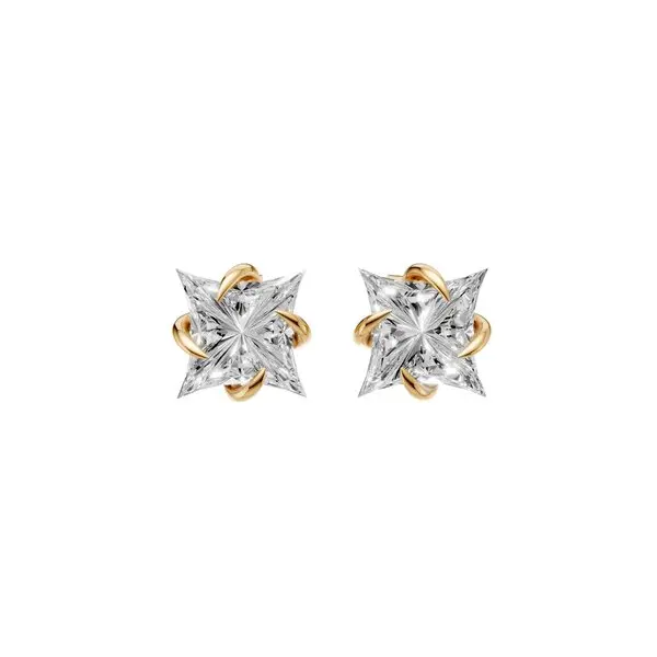 AYA FINE JEWELRY Amaris 2 Carat Twinkle Shape Igi Certified Lab Grown Diamond Statement Stud Earrings In Gold - Yellow