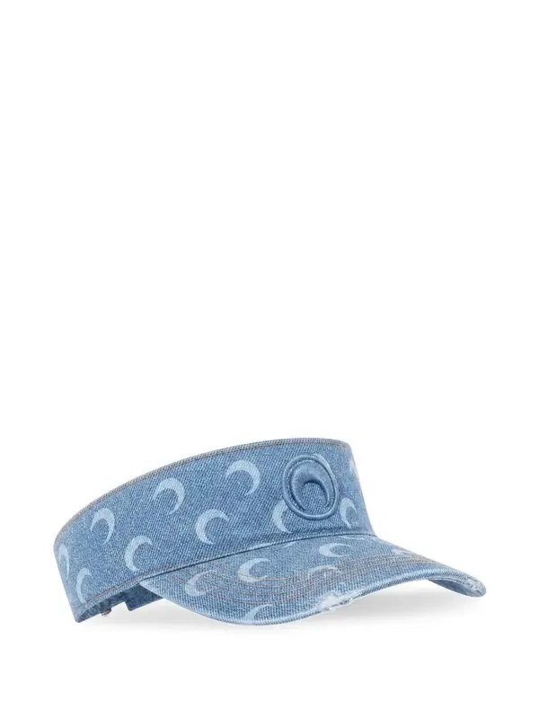 MARINE SERRE Denim Moon Print Visor With Adjustable Buckle