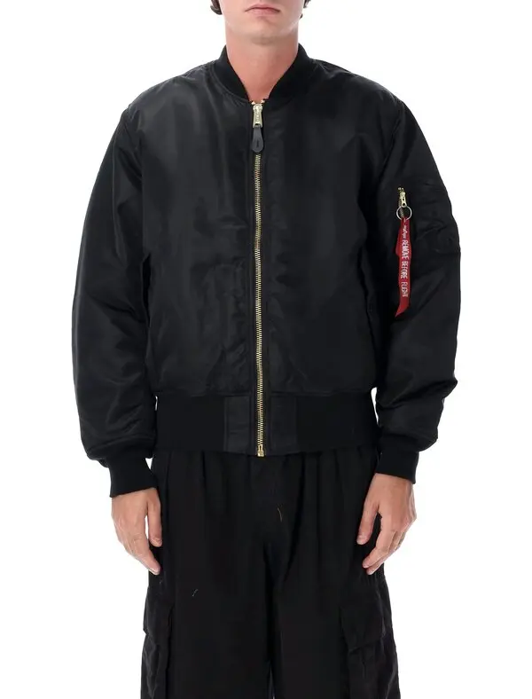 Alpha Industries Bomber Jacket With Zip Front And Utility Sleeve Pocket - Nero