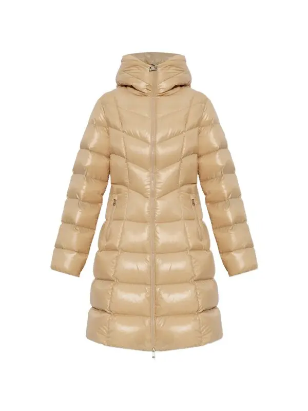 Moncler Nylon-lacquer Lined Down Jacket With Hood, Slim Fit & Zip Pockets
