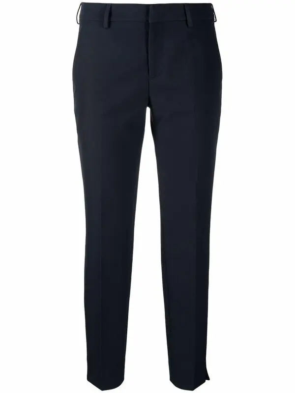 PT TORINO Straight-leg Cotton-blend Trousers With Button-and-zip Closure - Blu