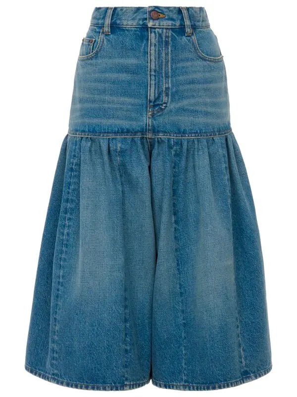 Chloé Denim Mini Shorts With Front Zip - Blu