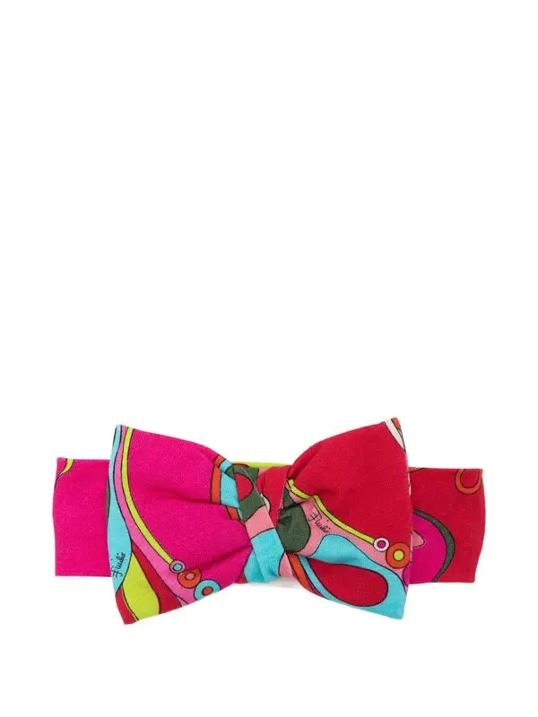 Emilio Pucci Embellished Bow Headband With All-over Print - Fucsia
