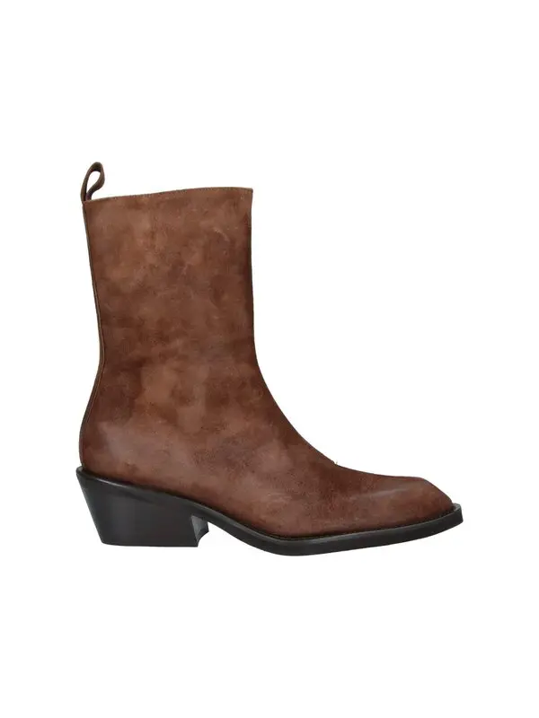 POEVE Suede Western Ankle Boots