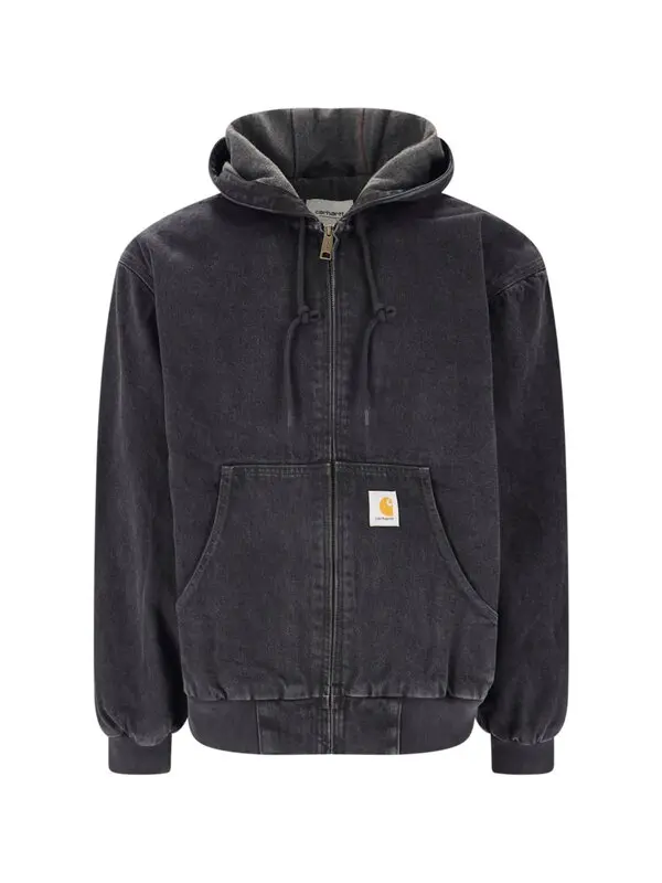 Carhartt Work In Progress Washed Zip-up Hooded Jacket - Black