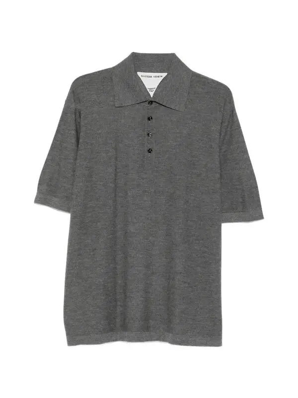 Bottega Veneta 100% Cashmere Short-sleeve Polo Shirt With Button Closure - Grigio