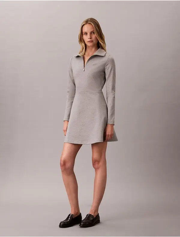 Calvin Klein Interlock Half Zip Dress - Grey Heather