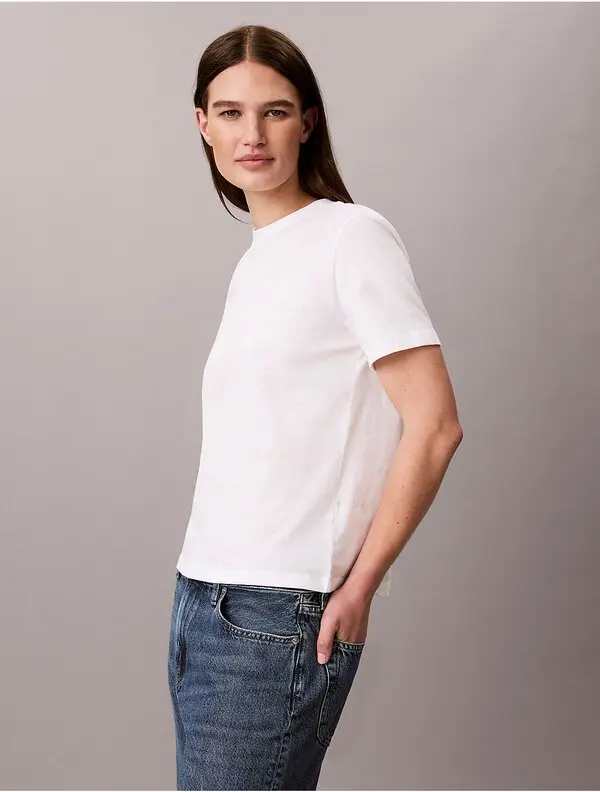 Calvin Klein Allover Logo Classic Tee - Bright White Aop