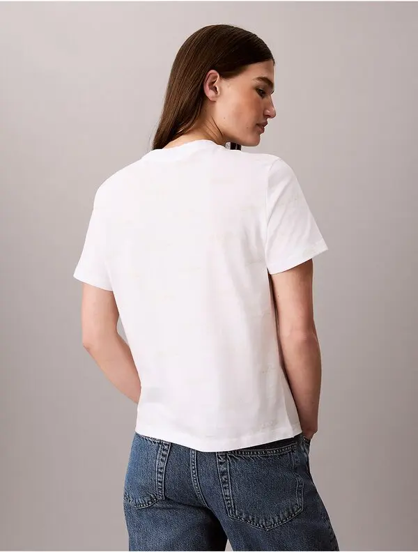 Calvin Klein Allover Logo Classic Tee - Bright White Aop