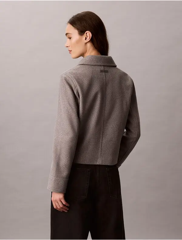Calvin Klein Faux Wool Stand Collar Jacket