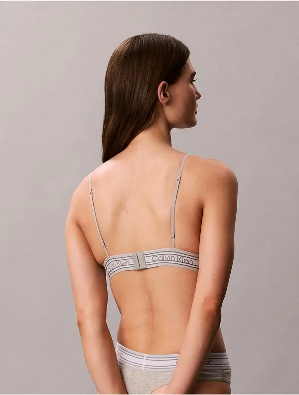 Calvin Klein Icon Cotton Modal Rib Stripe Triangle Bra - Grey Heather