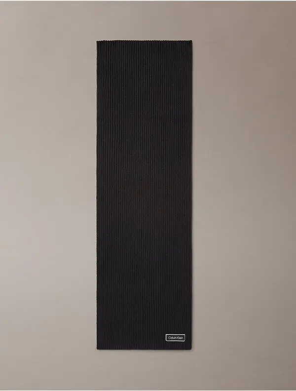 Calvin Klein Logo Patch Rib Scarf - Black
