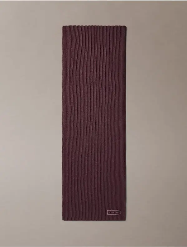 Calvin Klein Logo Patch Rib Scarf - Fudge
