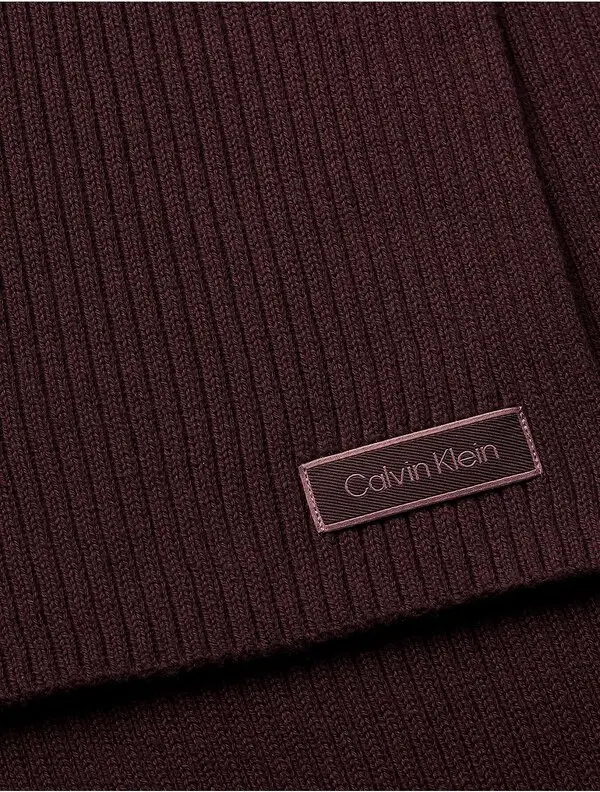 Calvin Klein Logo Patch Rib Scarf - Fudge