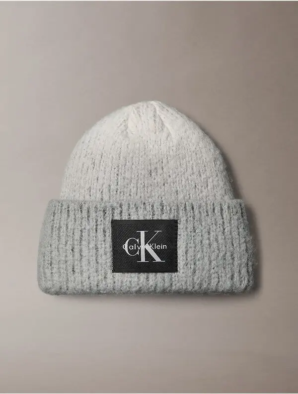 Calvin Klein Monologo Ombre Rib Beanie - Light Grey / Phantom