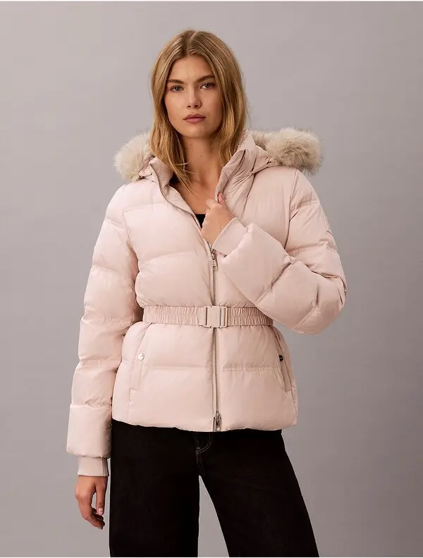 Calvin Klein Matte Belted Short Puffer Jacket - Modesty