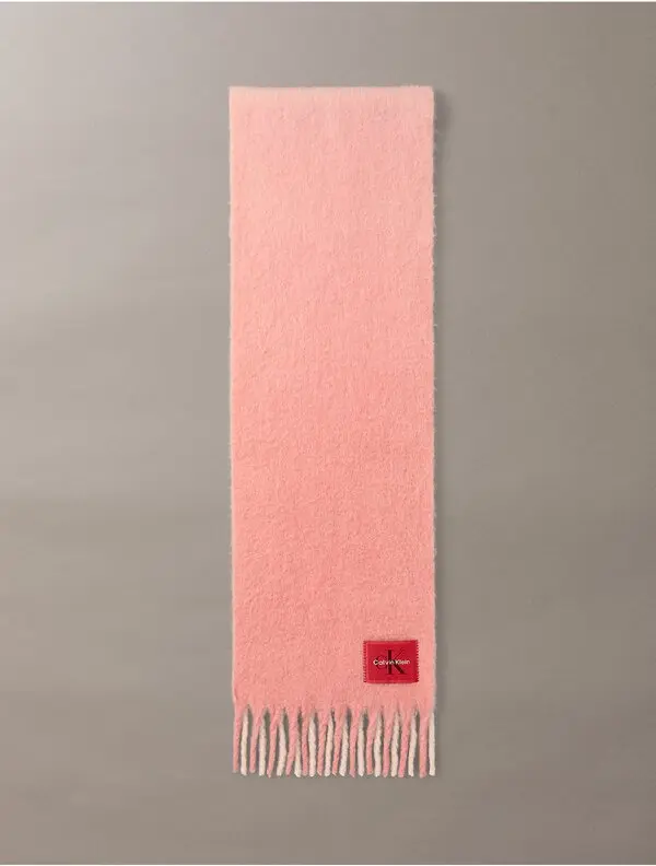 Calvin Klein Brushed Ombre Monologo Scarf - Light Cashew / Ruby Red