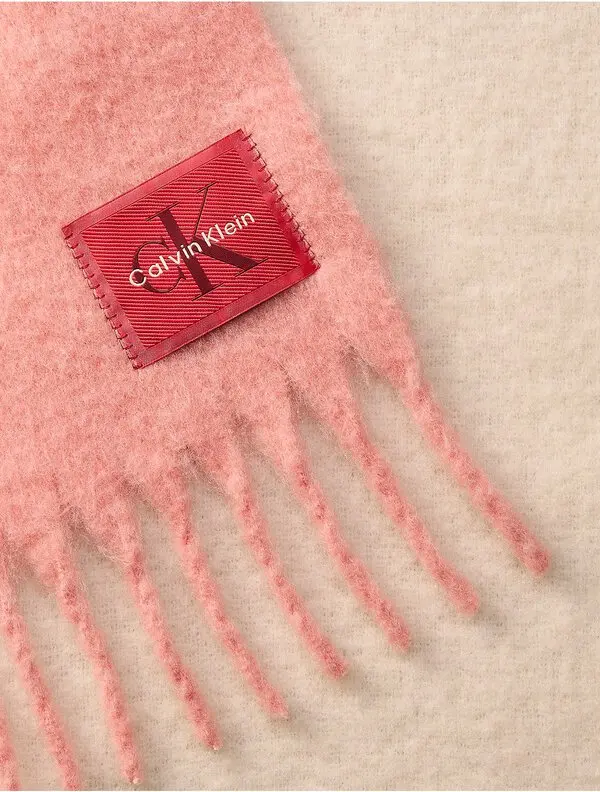 Calvin Klein Brushed Ombre Monologo Scarf - Light Cashew / Ruby Red