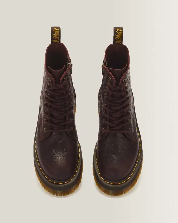 Dr. Martens Jadon Floral Emboss Eye Crazy Horse Leather Platform Boots